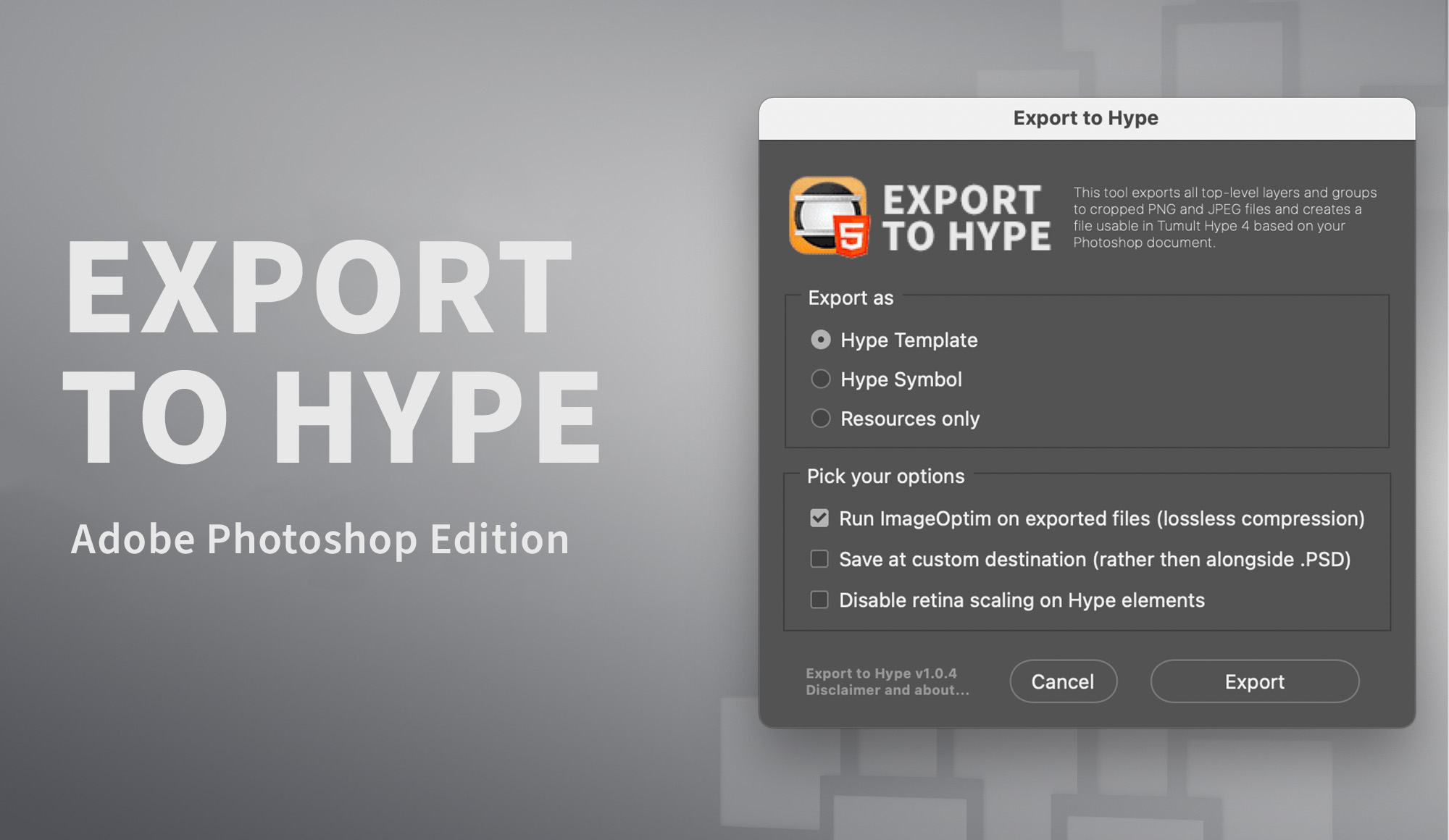 GitHub - worldoptimizer/Export-To-Hype-Photoshop: This Photoshop script ...